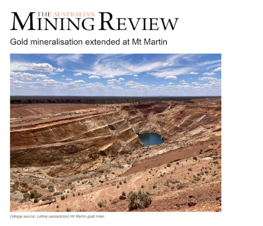 Gold mineralisation extended at Mt Martin