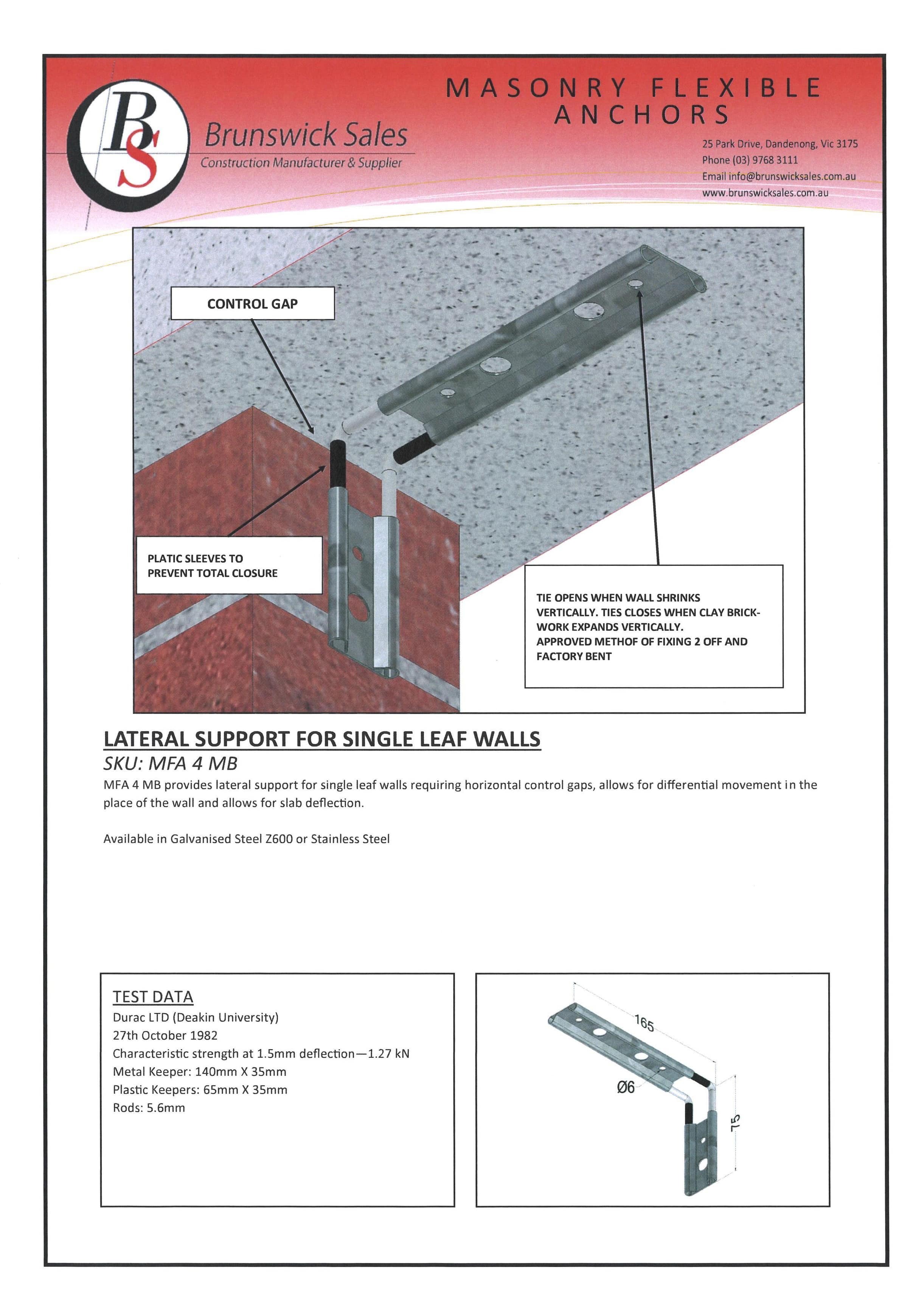 Masonry Flexible Anchors| Brunswik Sales
