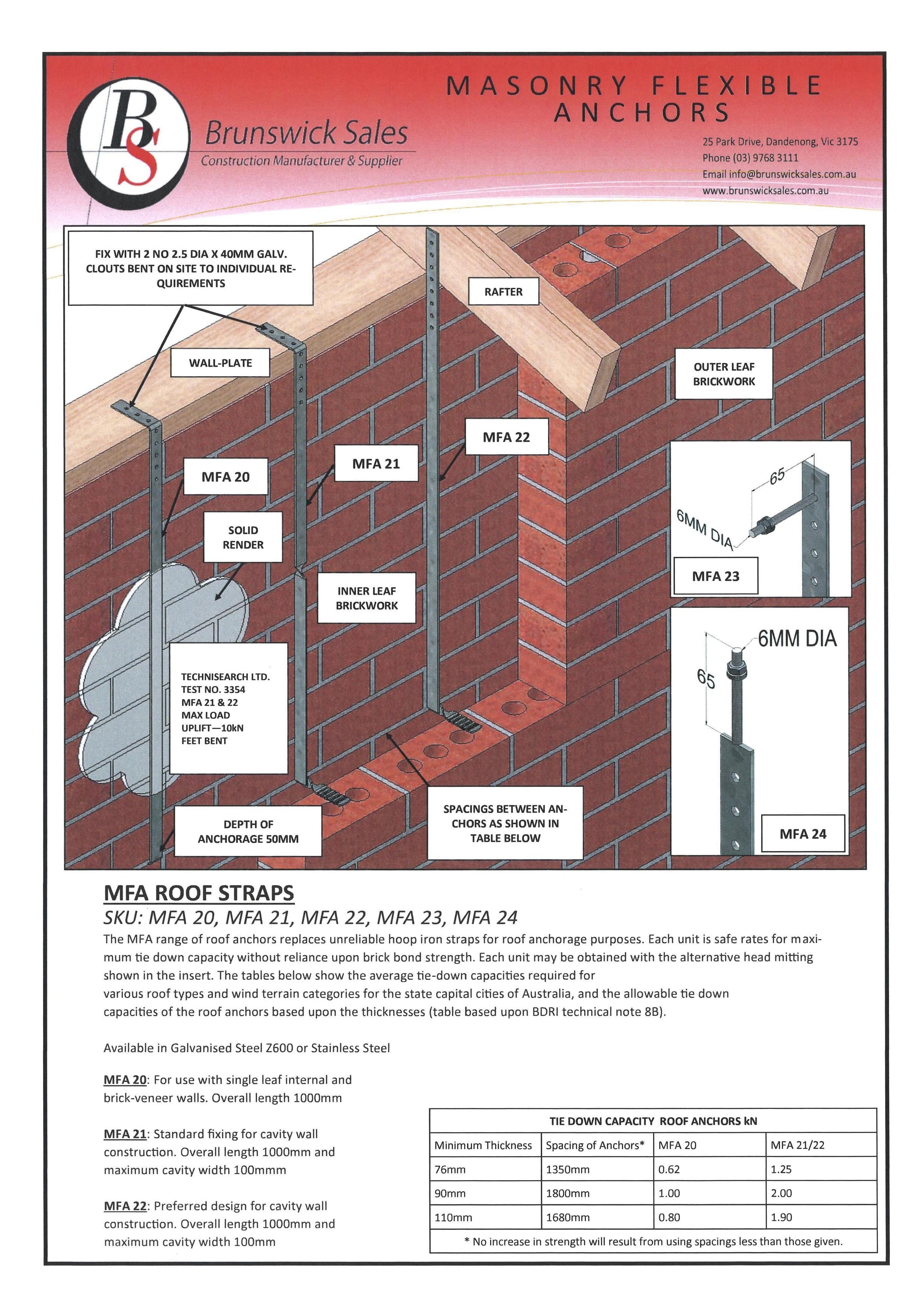 Masonry Flexible Anchors| Brunswik Sales
